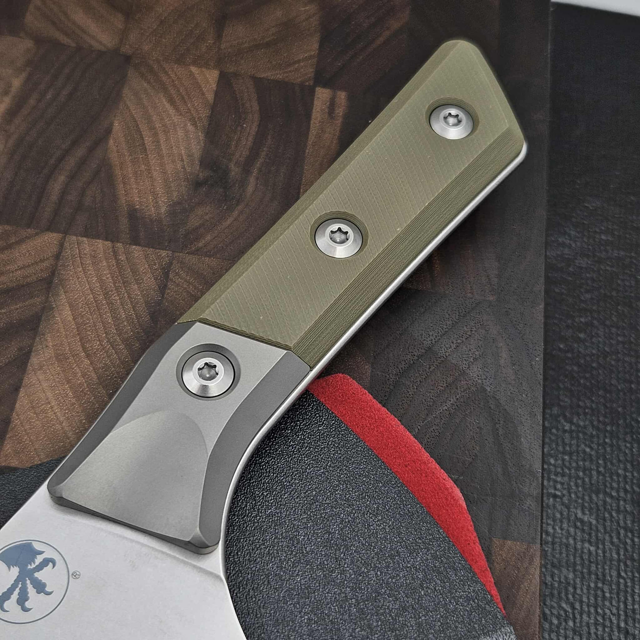 MICROTECH KNIVES 8" M390 CHEF KNIFE STONEWASH STANDARD TITANIUM BOLSTER ...