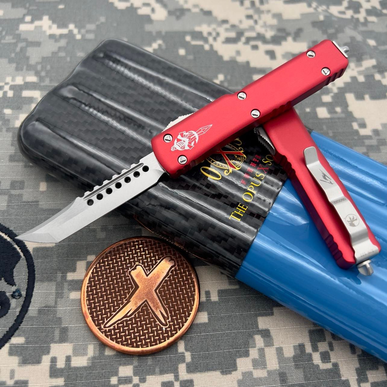 Microtech Utx 70 419 10rds Red Stonewash Hellhound Tanto
