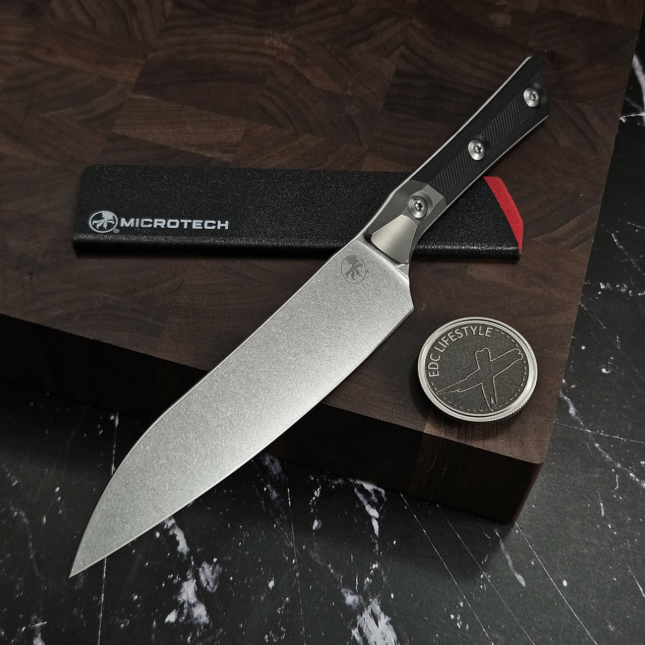 MICROTECH KNIVES 6" M390 UTILITY KNIFE STONEWASH STANDARD BEAD BLAST ...
