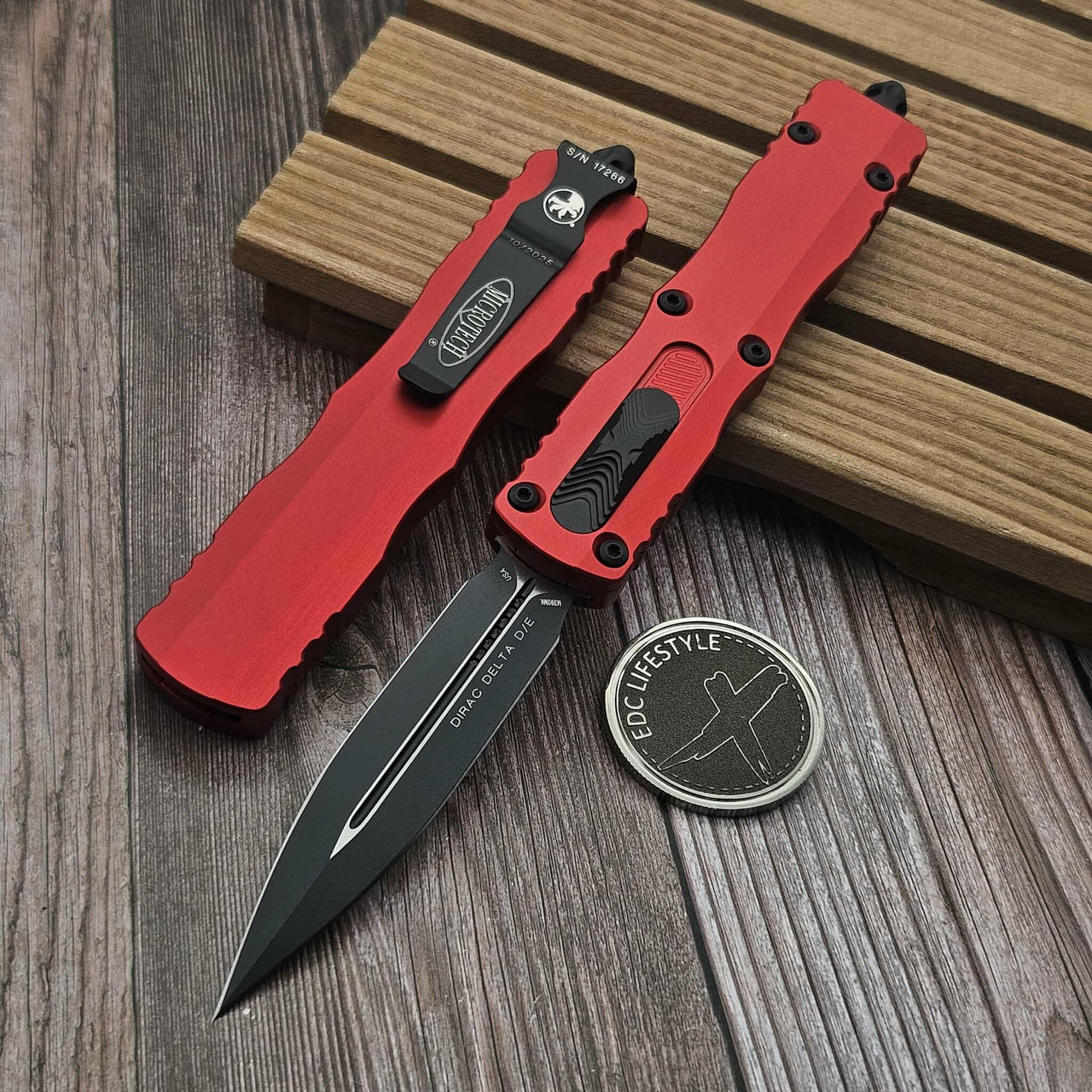 Microtech 227-1RD Red Dirac Delta Double Edge Black Standard
