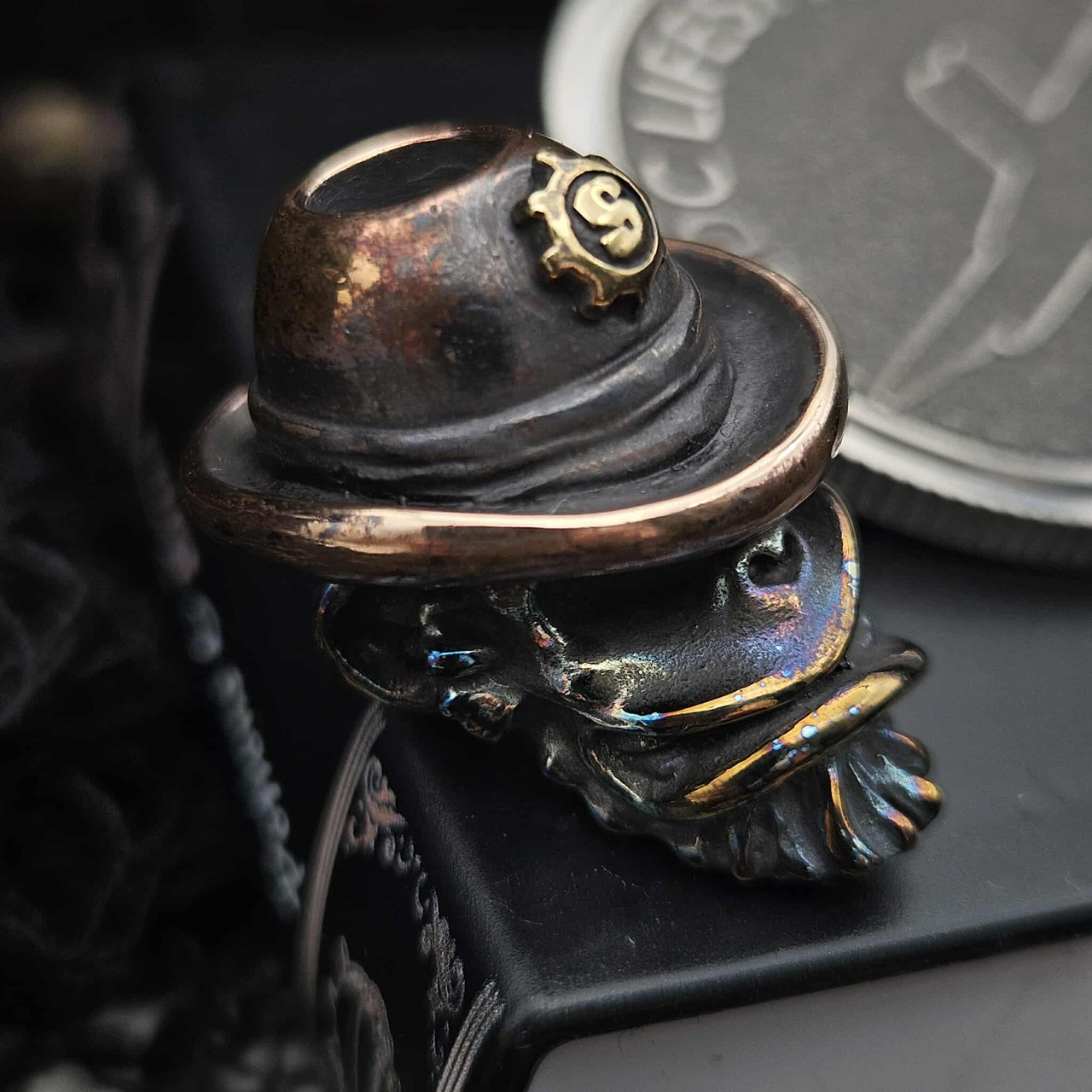 Starlingear Cobalt Monkey w/Cu Bowler Hat - Bead