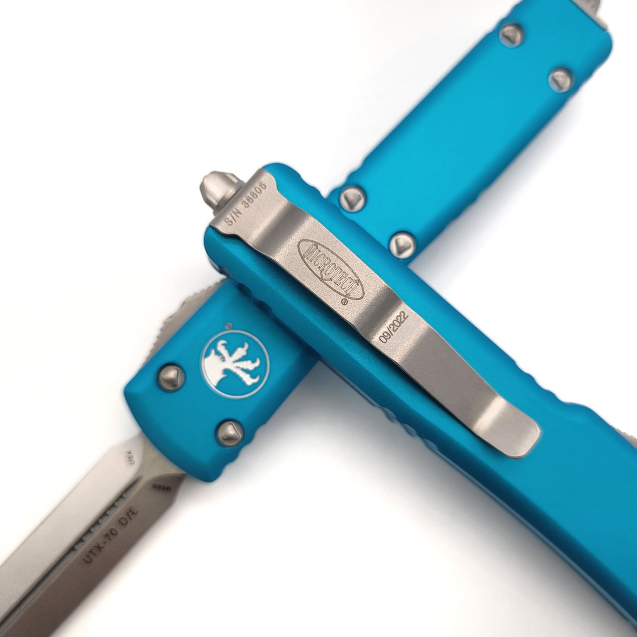 Microtech UTX-70 147-10TQ Turquoise Double Edge Stonewash