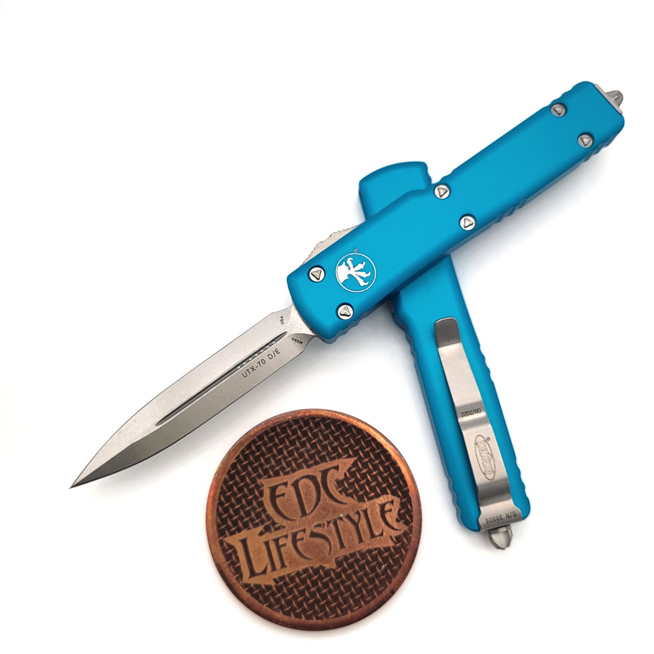Microtech Utx 70 147 10tq Turquoise Double Edge Stonewash