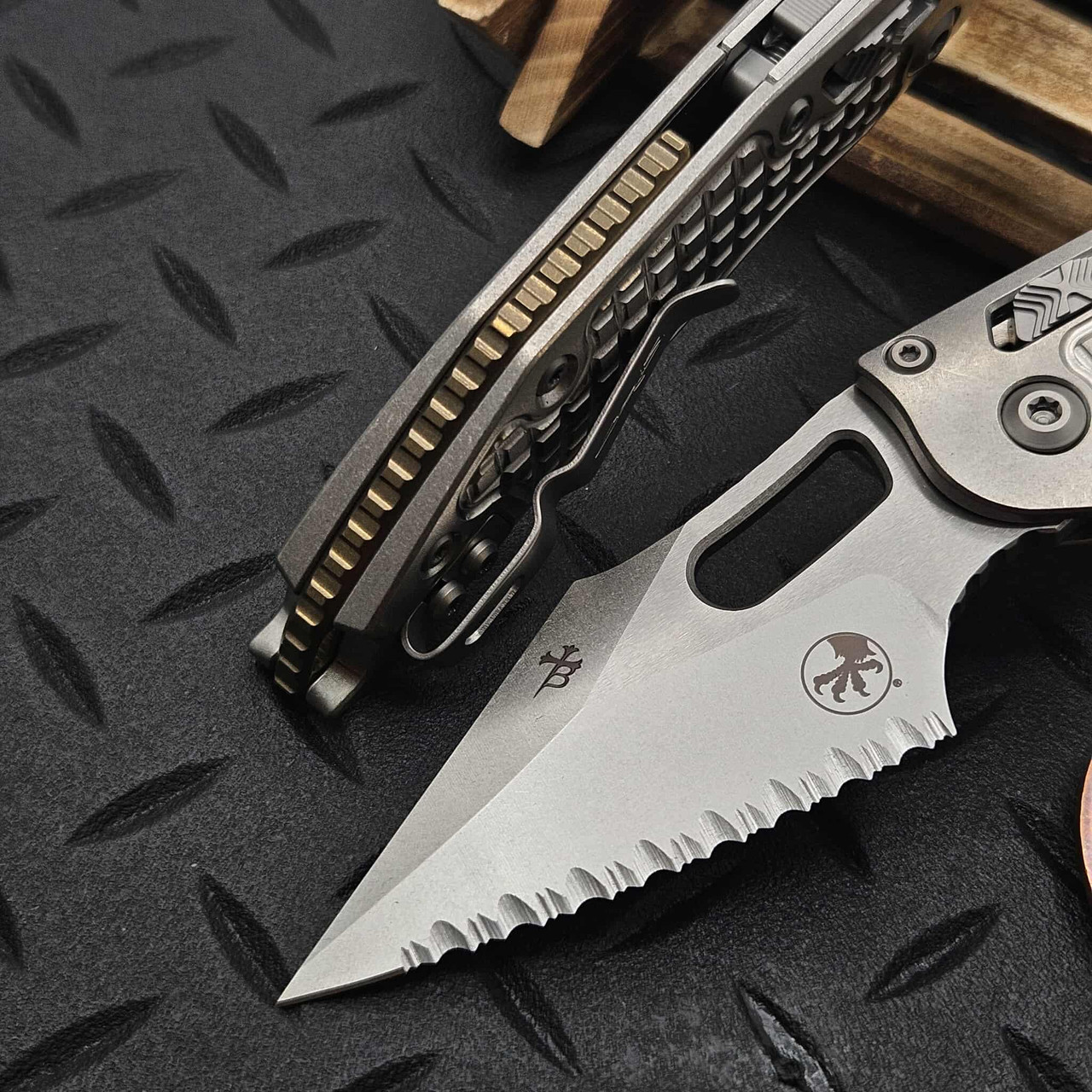 Microtech Stitch Ram-Lok 169RL-12FRMS1 Titanium Frag Stonewash Full ...