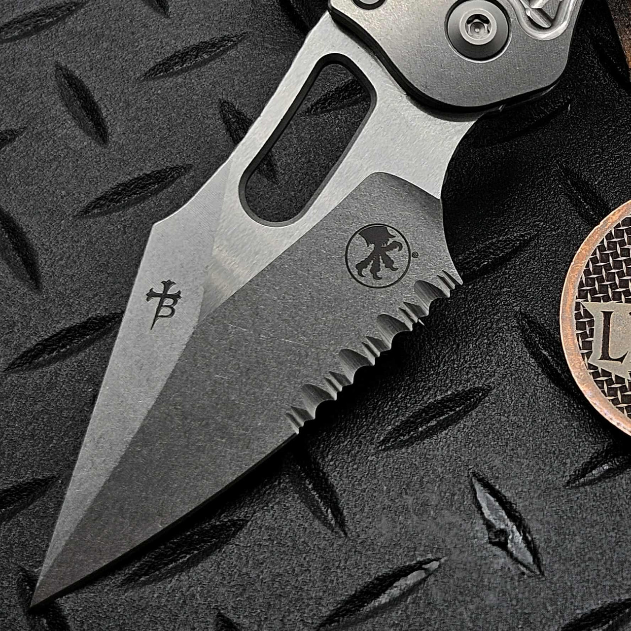 Microtech Stitch Ram-Lok 169RL-11FRMS1 Titanium Frag Stonewash Partial ...