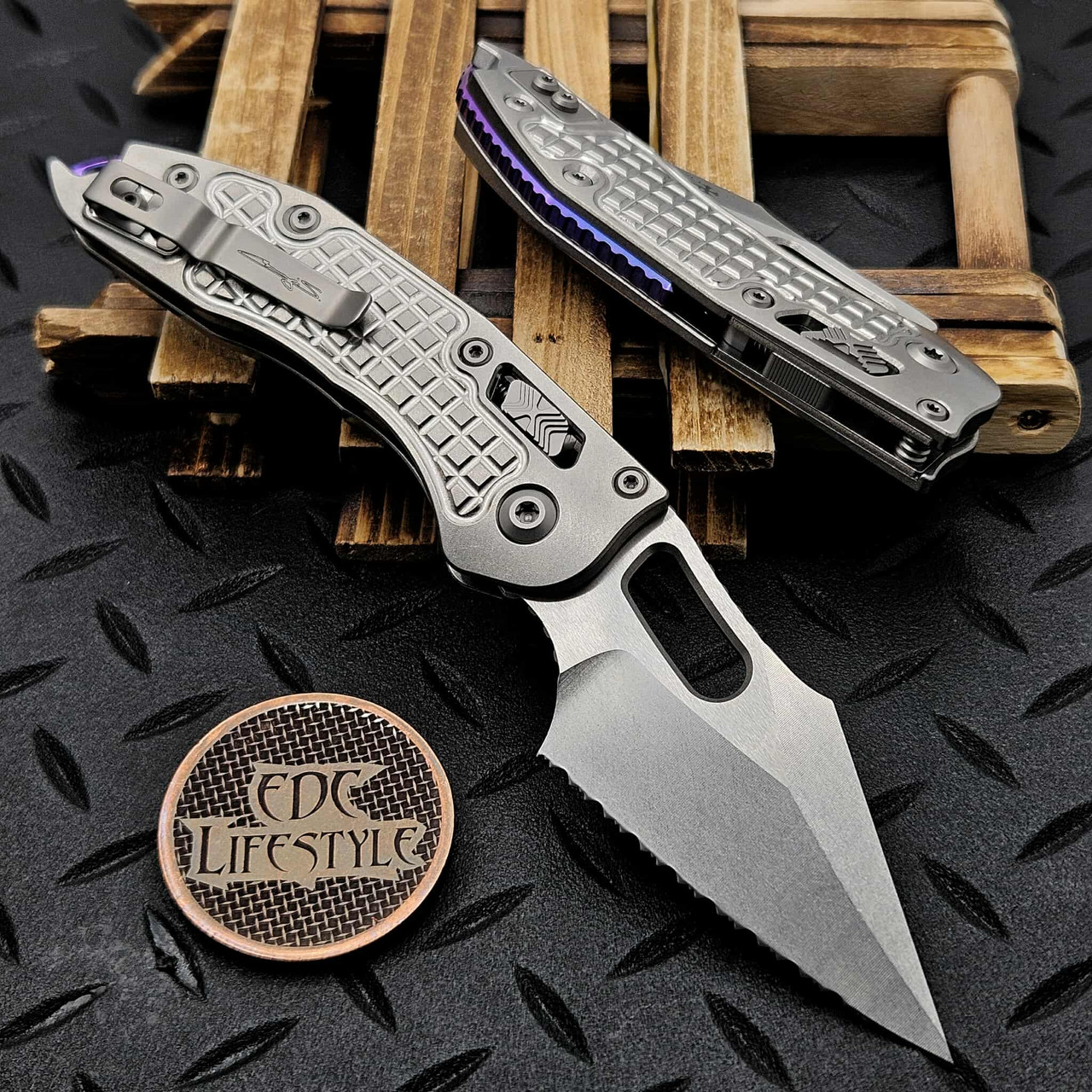 Microtech Stitch Ram-Lok 169RL-12FRMS3 Titanium Frag Stonewash Full ...