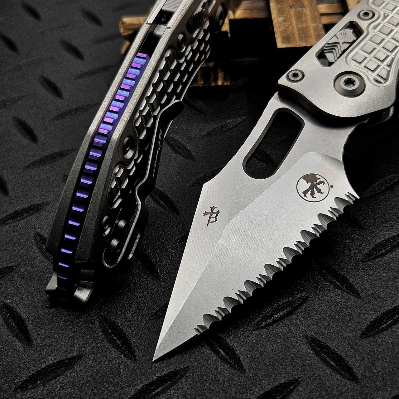 Microtech Stitch Ram-Lok 169RL-12FRMS3 Titanium Frag Stonewash Full ...