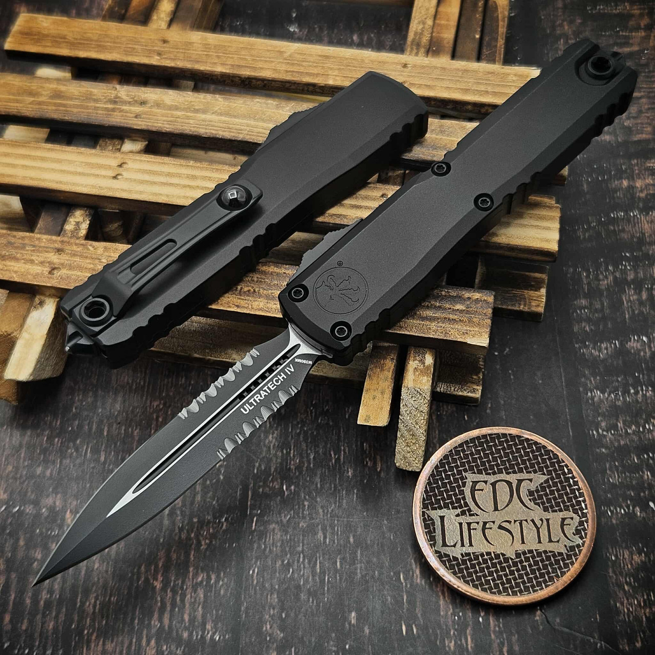 Microtech Ultratech Gen IV Black Tactical D/E 3.55" M390MK 11224-2T