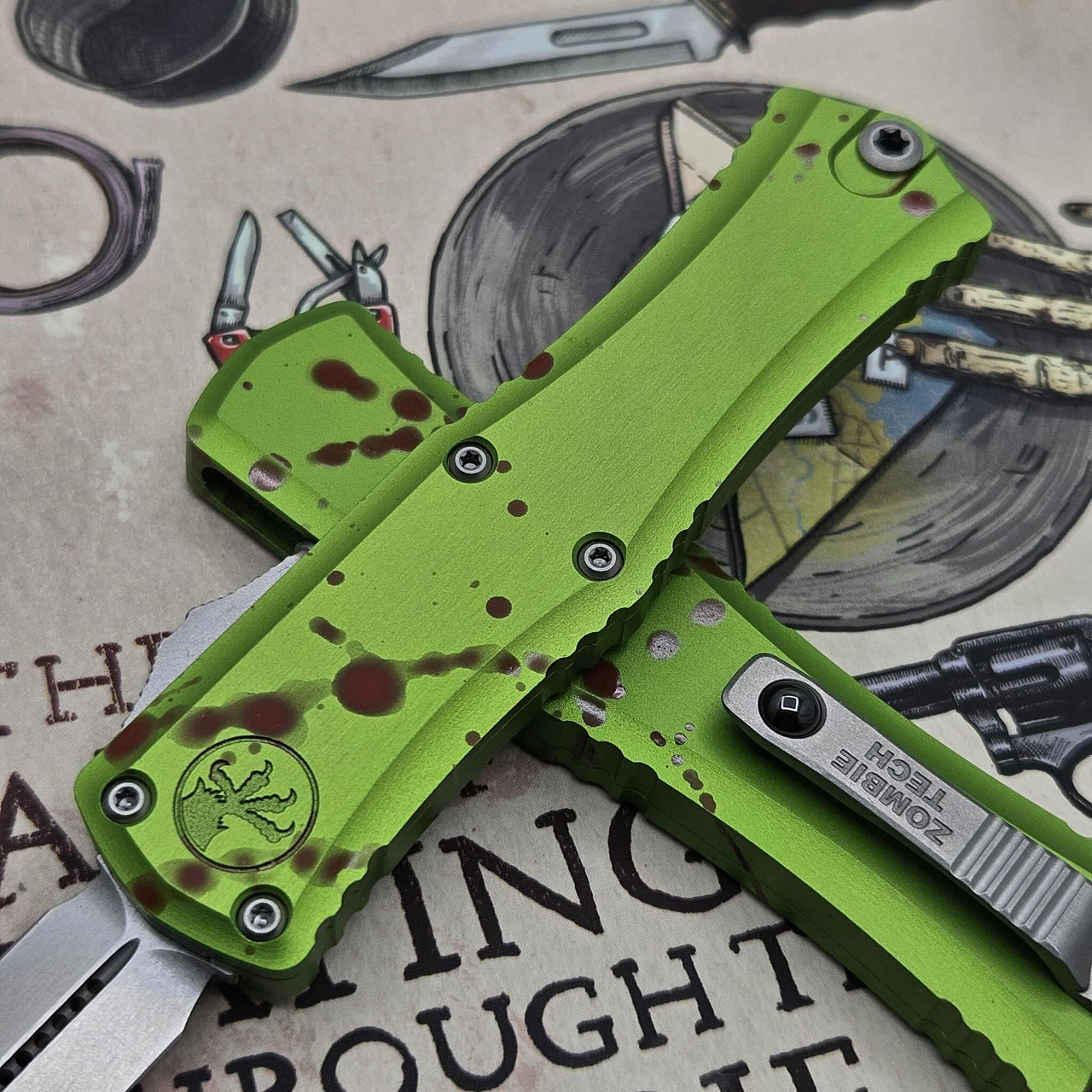 Microtech Hera II Mini D/E Zombie 2.95" Stonewash 1702M-10Z