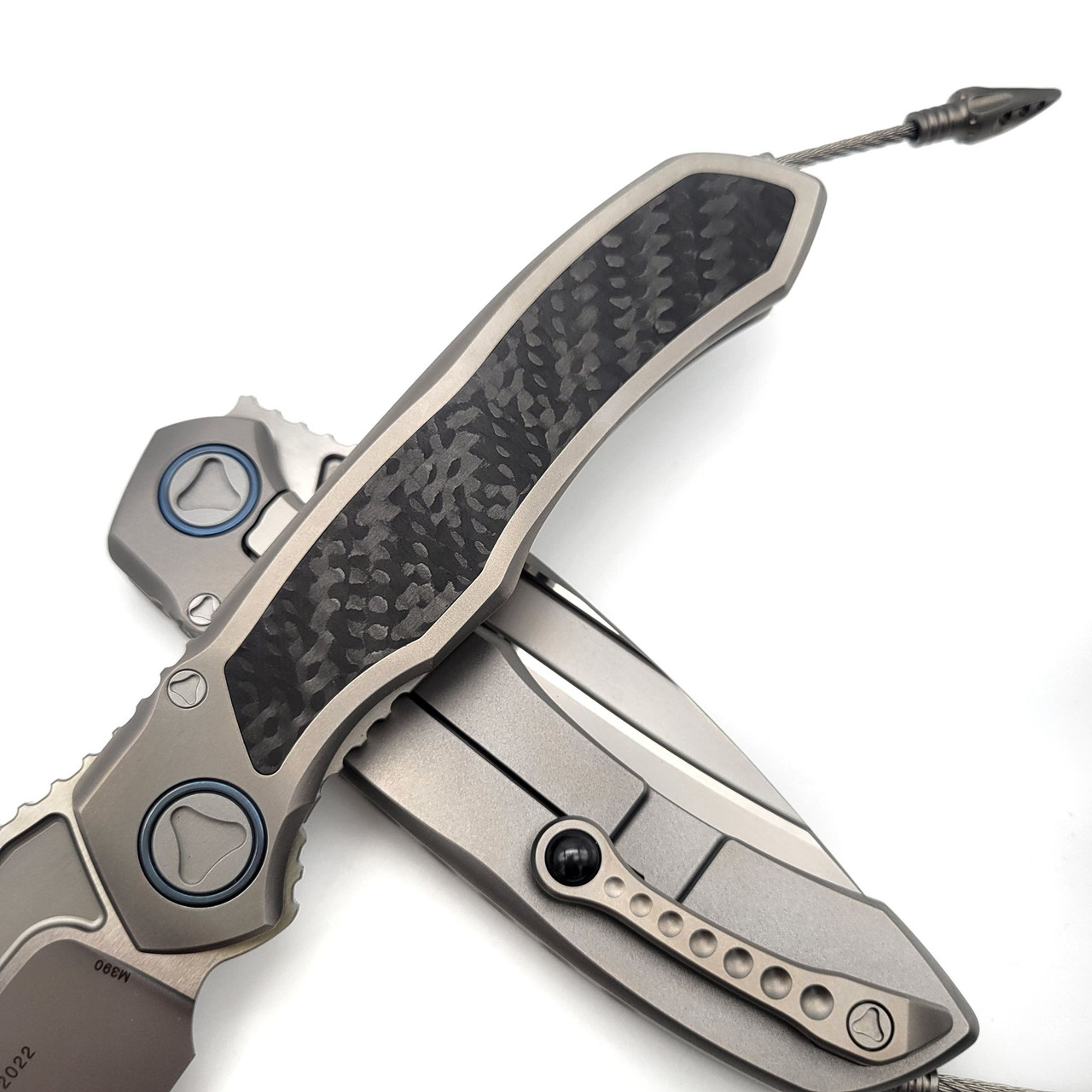 Microtech Anax Single Edge 190c 7cfiti Titanium Handle Bead Blast Blue