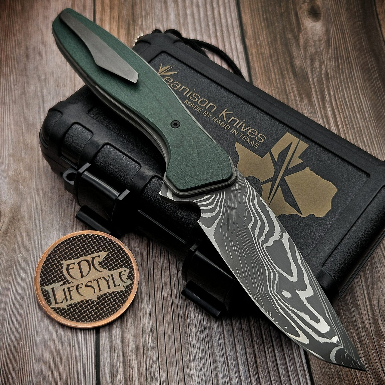 Keanison Knives Mastiff Vintage Green Paper Micarta Nichols Stainless ...