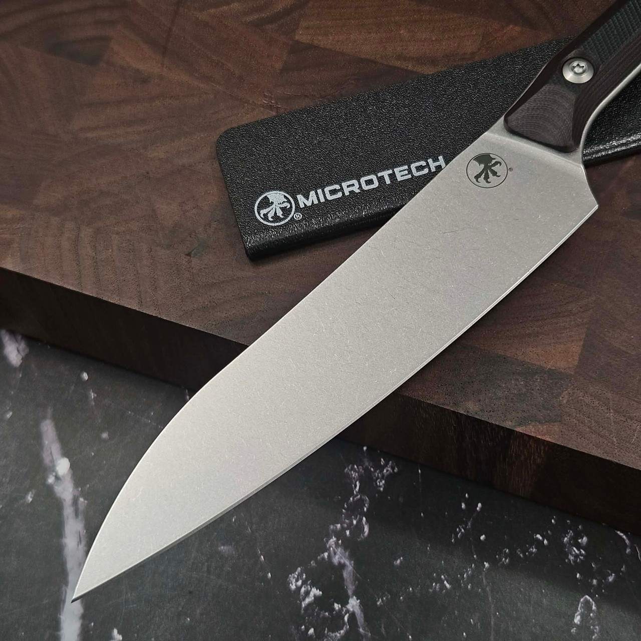 MICROTECH KNIVES 6" M390 UTILITY KNIFE STONEWASH BLACK CHERRY G-10 3400 ...