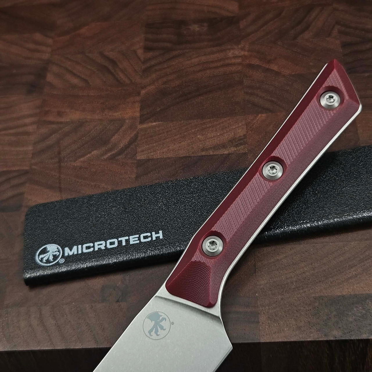 MICROTECH KNIVES 6" M390 UTILITY KNIFE STONEWASH MERLOT G-10 3400-10MR