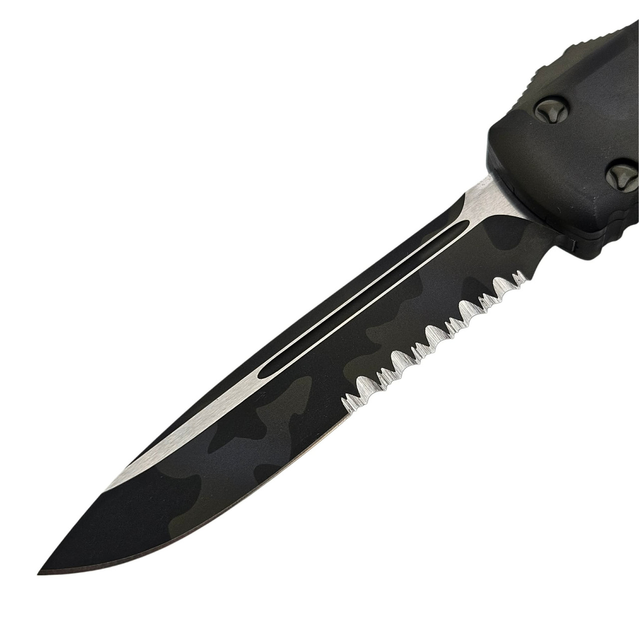 Microtech Ultratech 121-2OCS Olive Camo Partial Serrated Single Edge