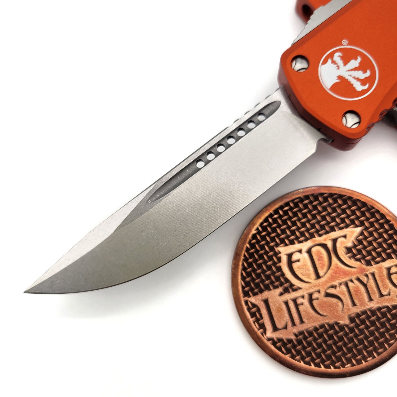 Microtech 703 10or Orange Hera Single Edge Stonewash Standard