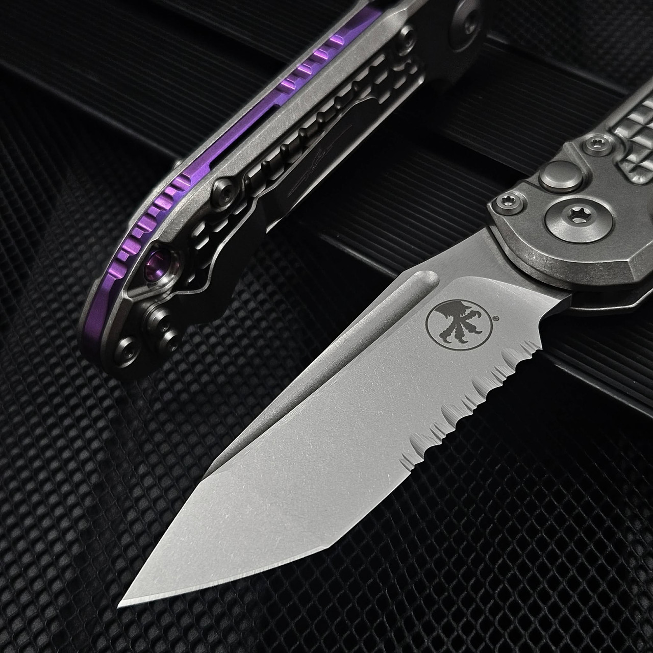 Microtech LUDT Titanium Frag T/E Partial Serrated Stonewash 1136 ...