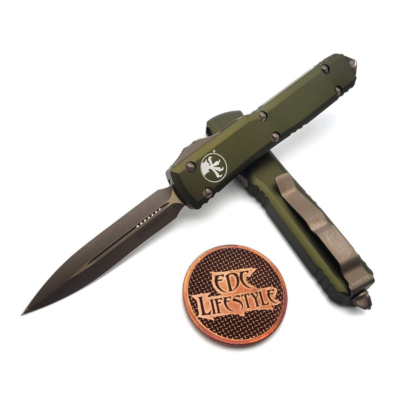 Microtech Ultratech 122 13apod Od Green Bronzed Apocalyptic Double Edge