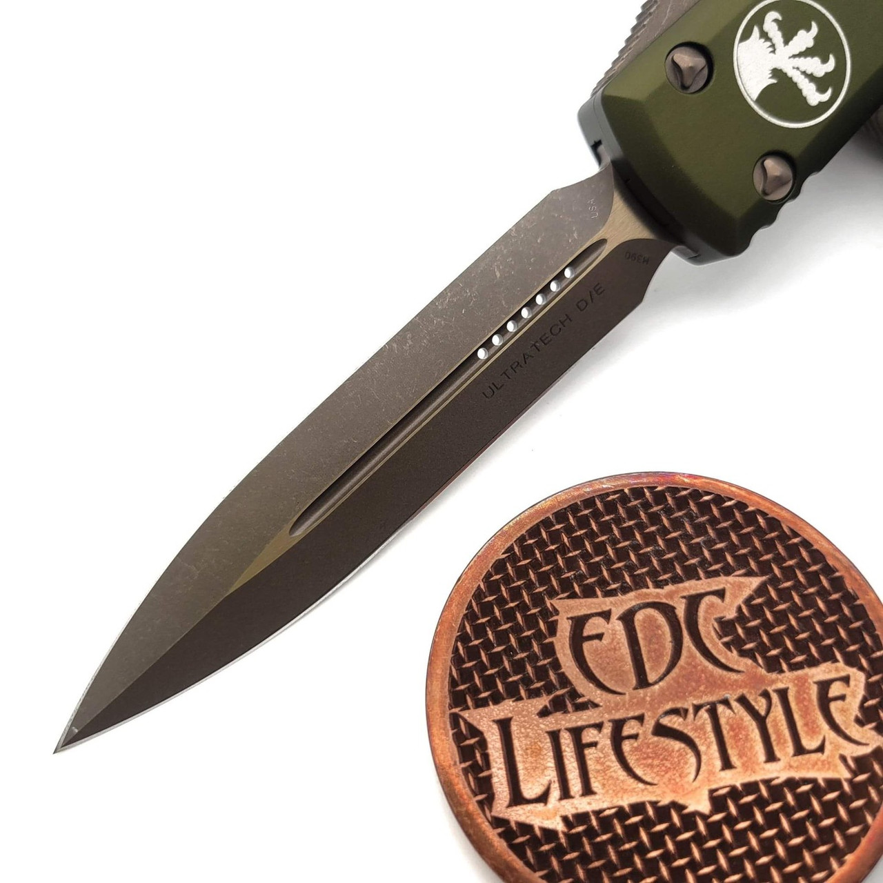 Microtech Ultratech 122 13apod Od Green Bronzed Apocalyptic Double Edge