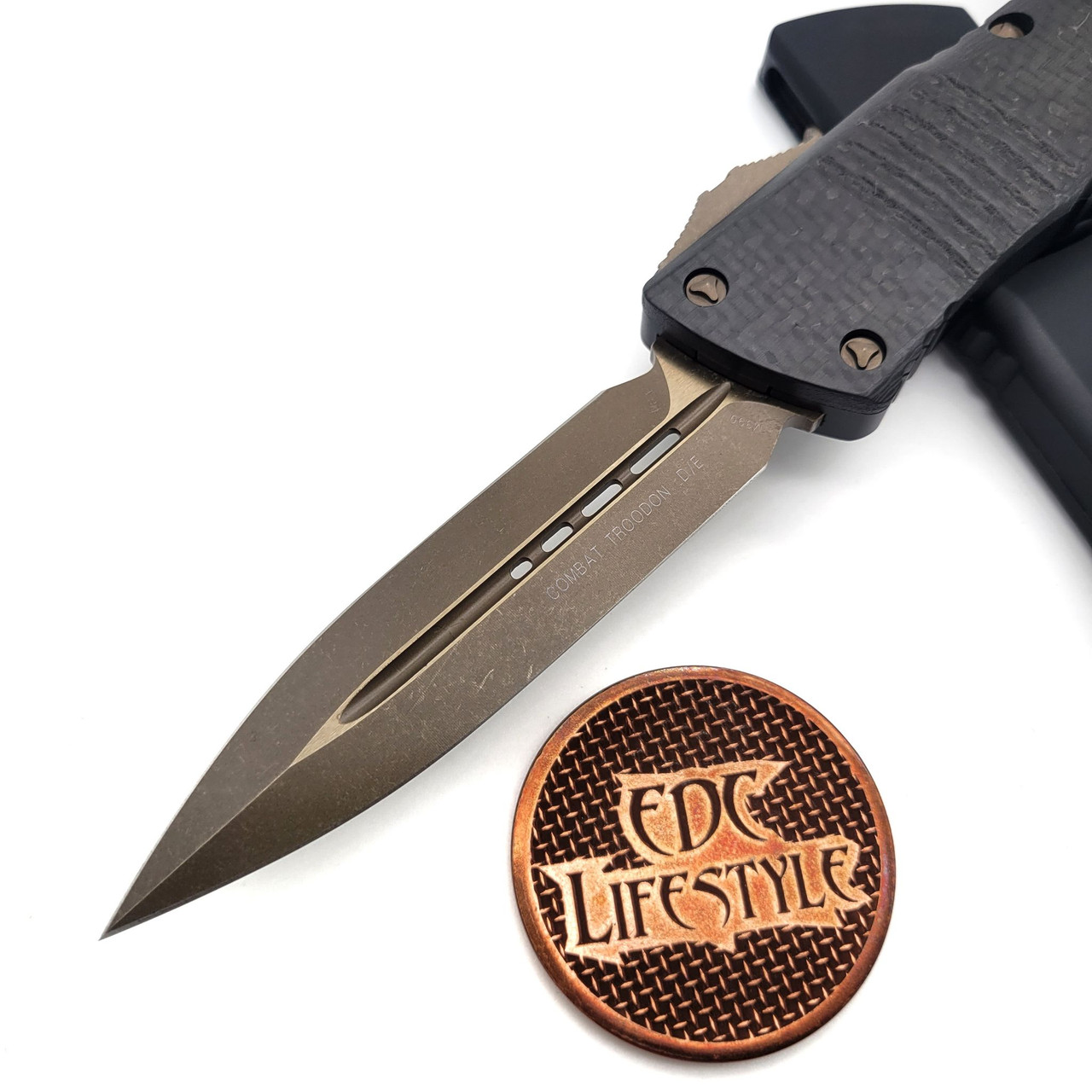 Microtech 142-13APCFS Carbon Fiber Combat Troodon Double Edge Bronze ...