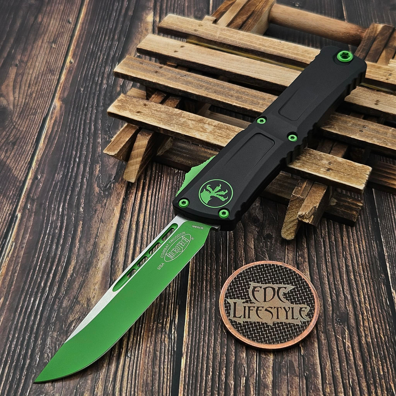 Microtech Combat Troodon Gen III Green Mamba Claw Black Chassis 4" S/E ...