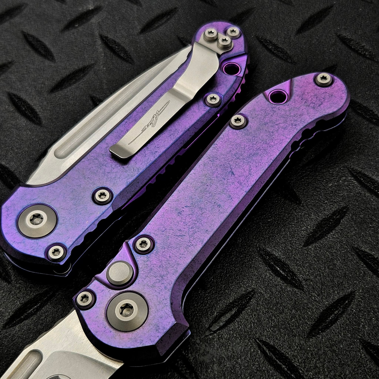 Microtech LUDT Purple Haze Titanium Slab Side S/E Stonewash 1135-10MS9 ...