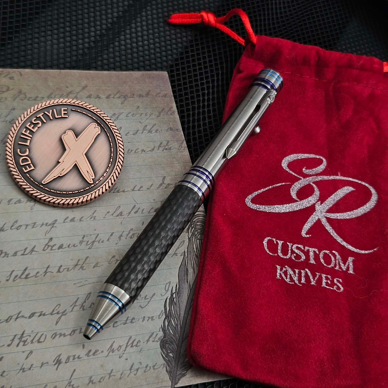 Sergey Rogovets Bolt Action Pen Titanium w/Carbon Fiber Blurple Accents