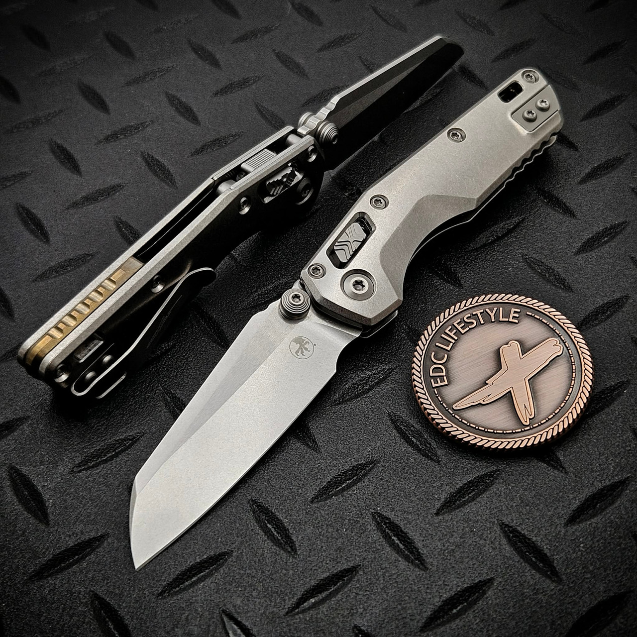 Microtech MSI Mini Slab Side Titanium Stonewash 210M-10MS2 Marfione ...