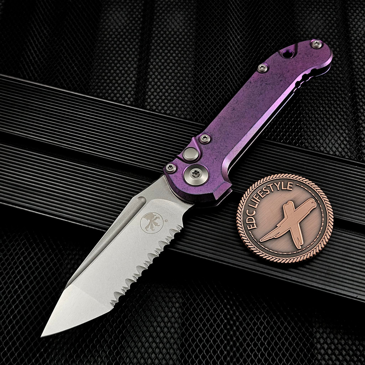 Microtech LUDT Purple Haze Titanium Slab Side T/E Stonewash Full ...