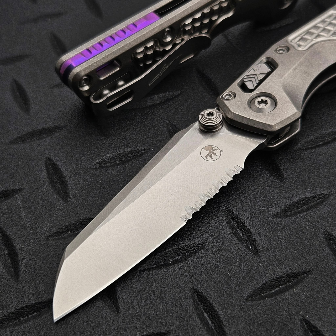 Microtech MSI Mini Frag Titanium Stonewash 210M-11FRMS4 Purple Accent ...