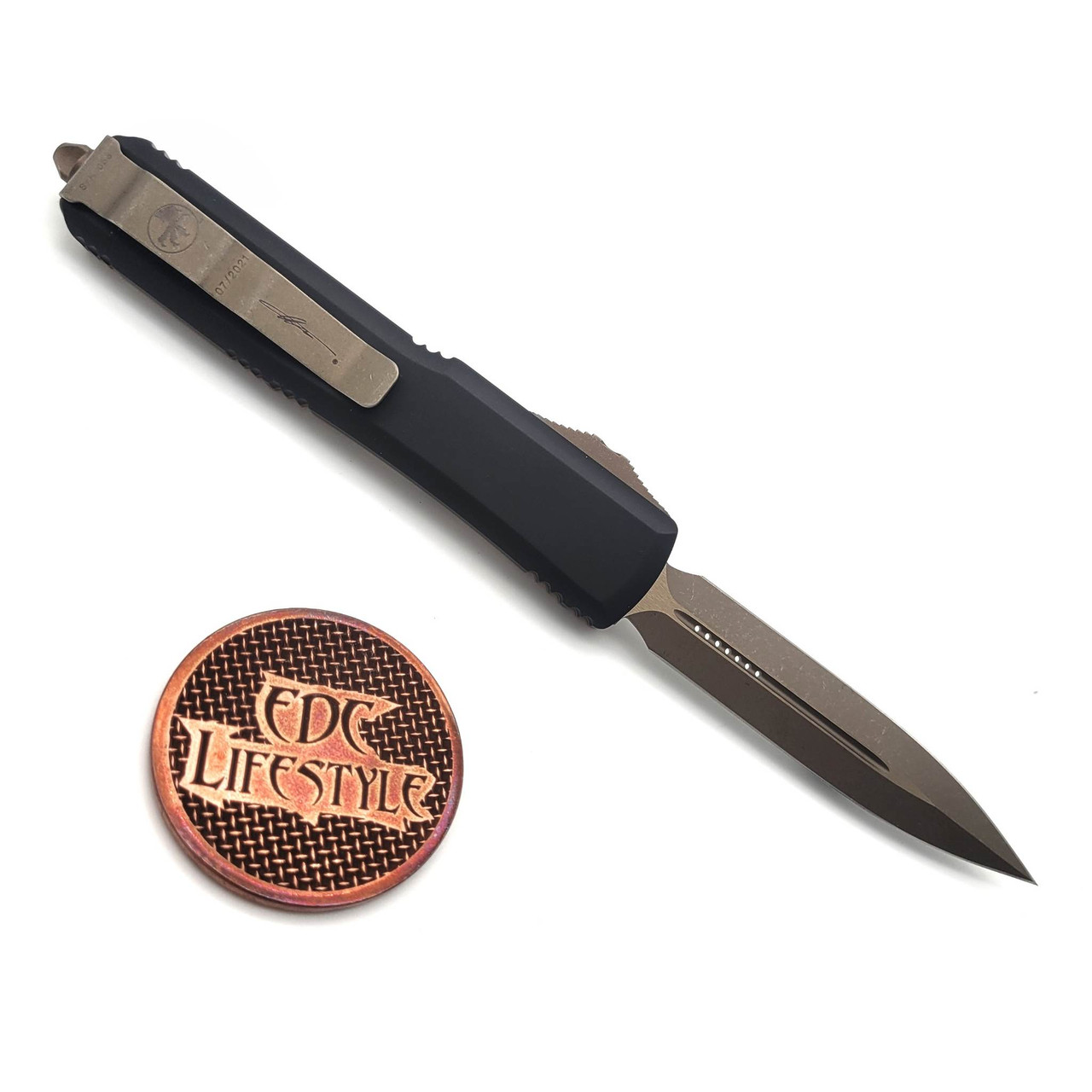 Microtech Ultratech 122-13APGTTAS Tan G-10 Composite Double Edge D/E ...