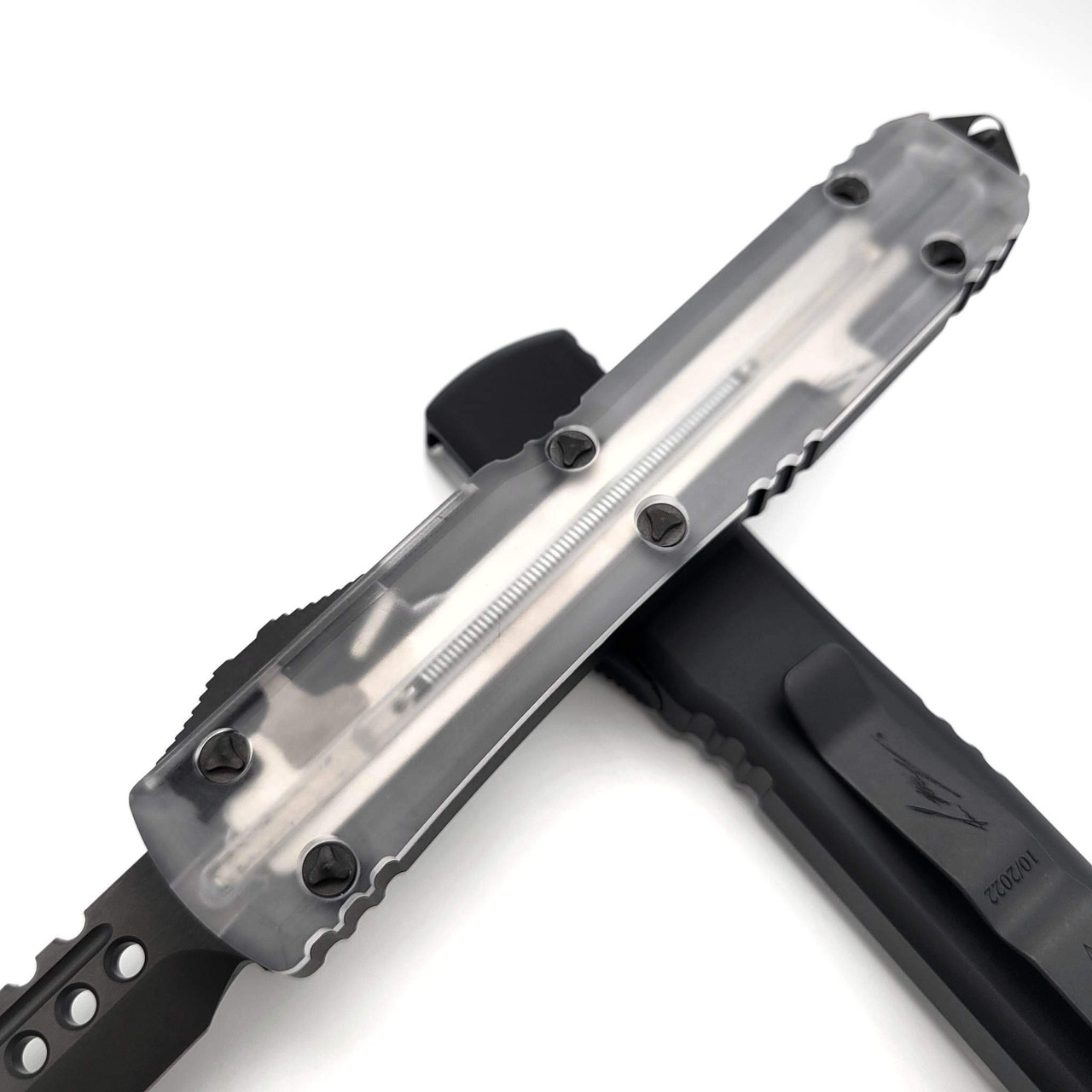 Microtech Ultratech 119-1DLCTCLSH Clear Top DLC Hellhound Shadow