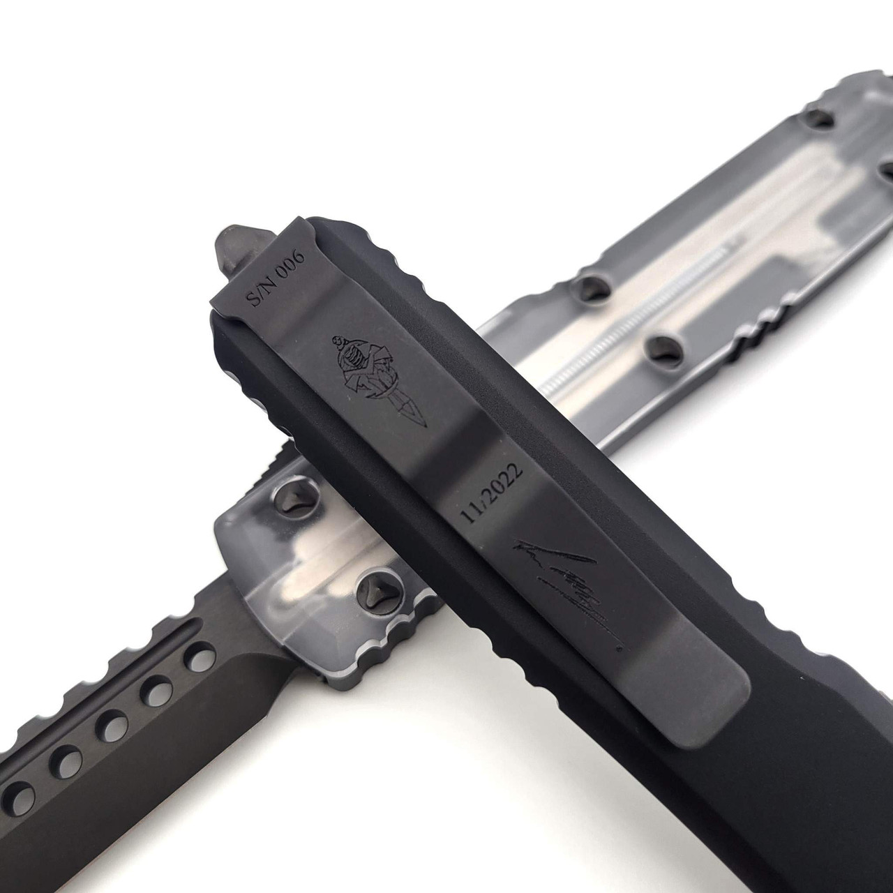 Microtech Ultratech 119W-1DLCTCLSH Clear Top DLC Warhound Shadow