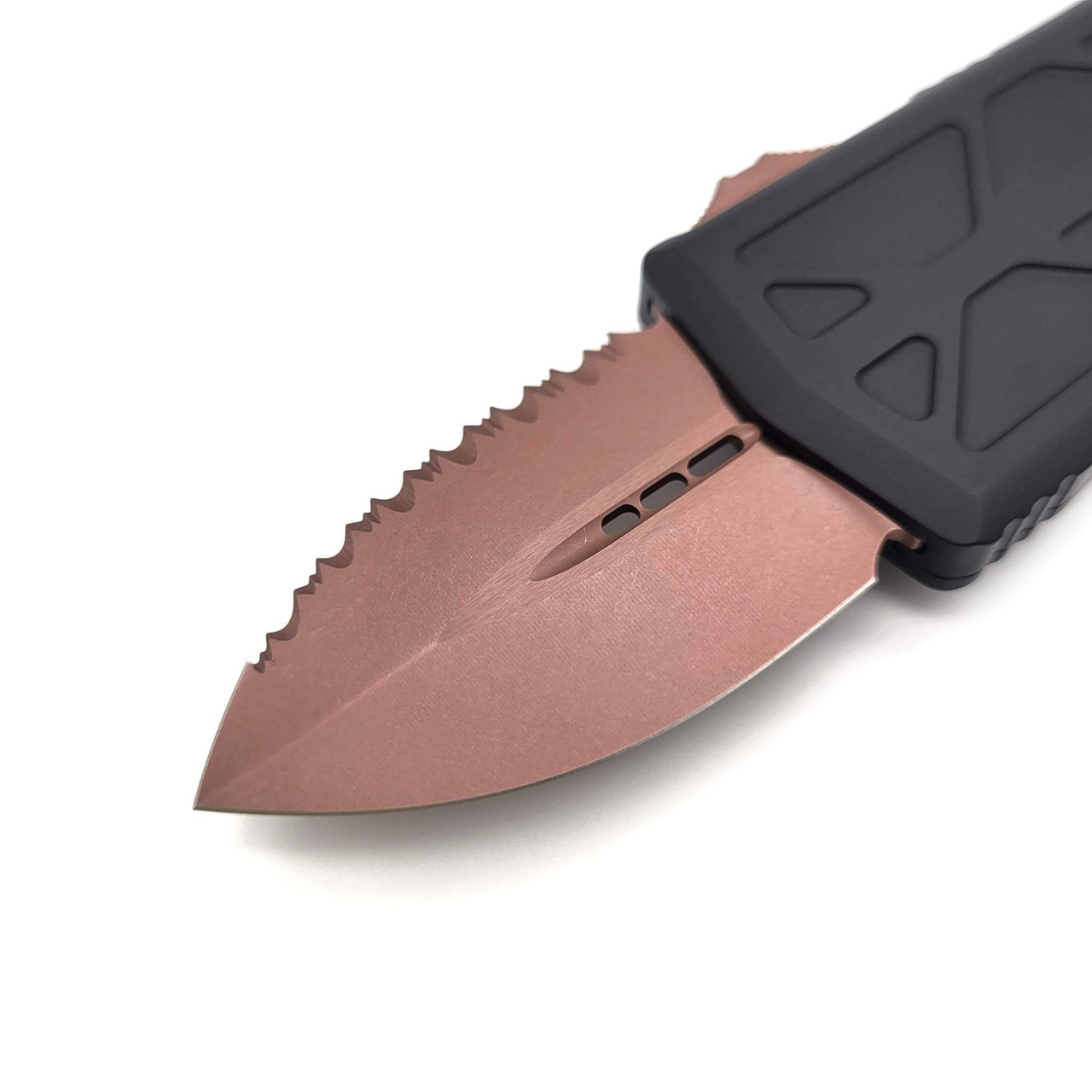Microtech Exocet 157-3PVDRGS Double Edge PVD Rose Gold Full Serrated ...