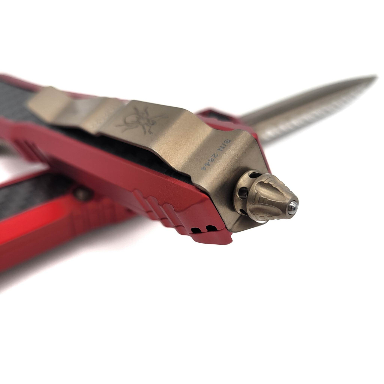 Microtech Makora 206 15rdcfis Red Carbon Fiber Inlay Bronze Full