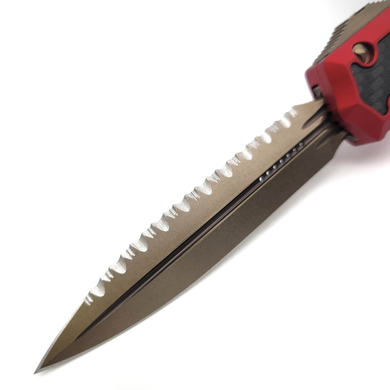 Microtech Makora 206-15RDCFIS Red Carbon Fiber Inlay Bronze Full ...