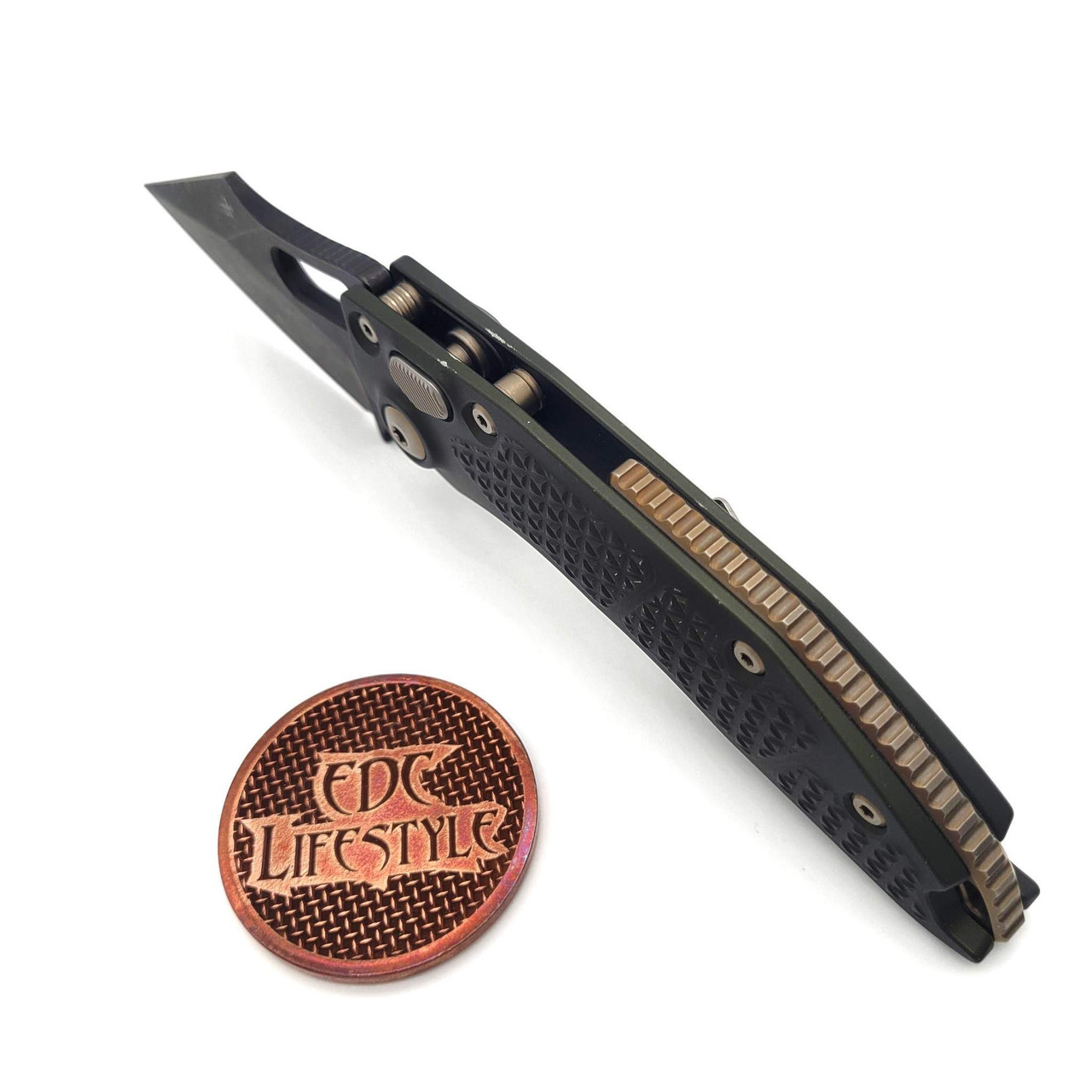 Microtech Knives A S/E Auto Stitch 169-1DLCOD OD Green DLC Single Edge ...