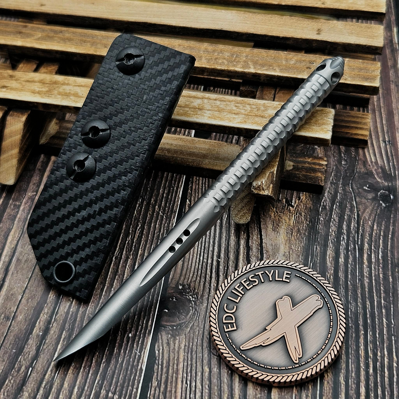 Microtech 112M-7 TAC-P Mini Stainless Steel Bead Blast Tactical Spike w ...