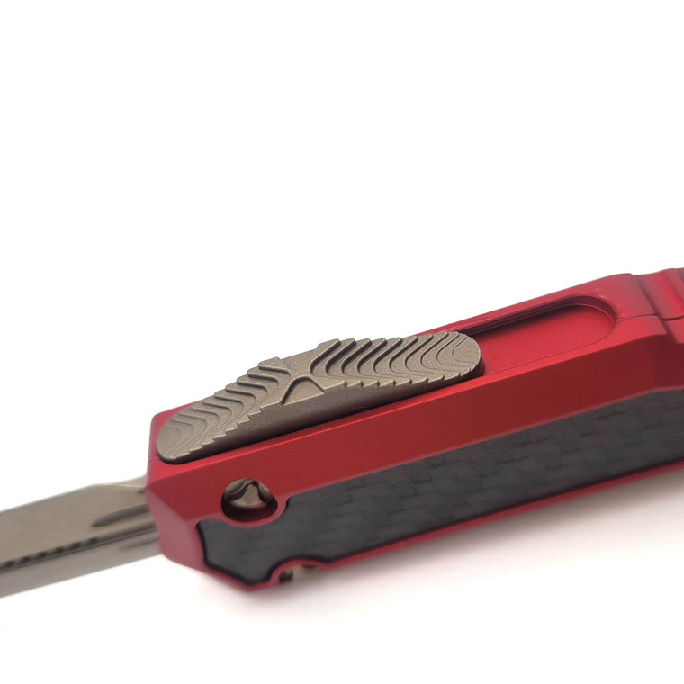 Microtech Makora 206 13rdcfis Red Carbon Fiber Inlay Bronze Double Edge
