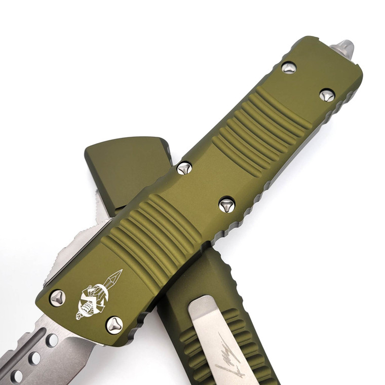 Microtech Combat Troodon 219R-10ODS OD Green Straight Razor Stonewash