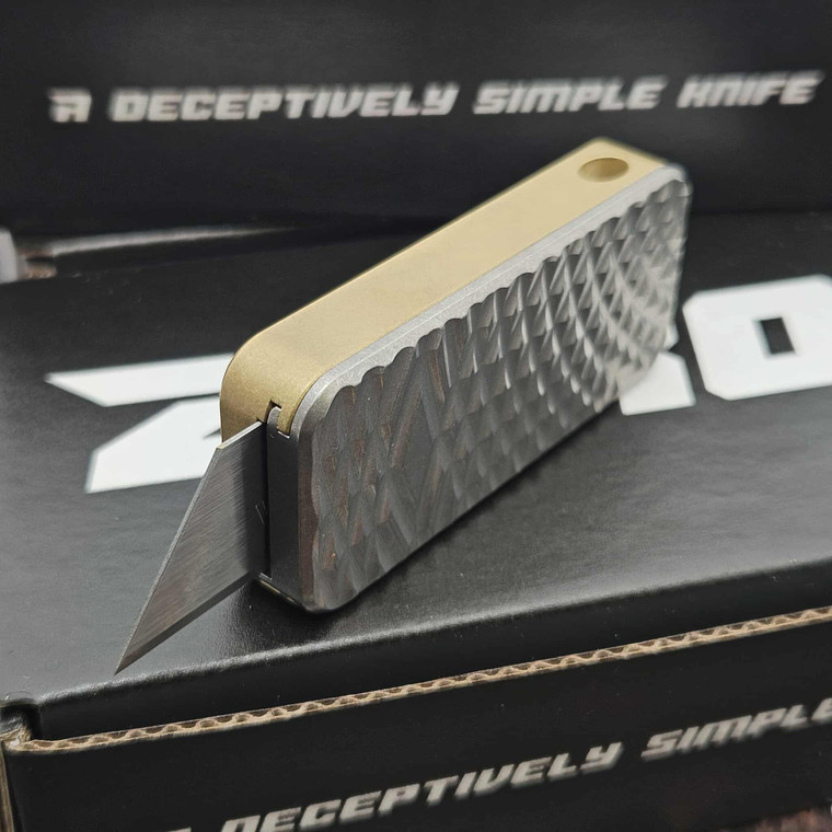 Rivery Zero Titanium Brass Hybrid Diamond Scale Razor Blade OTF