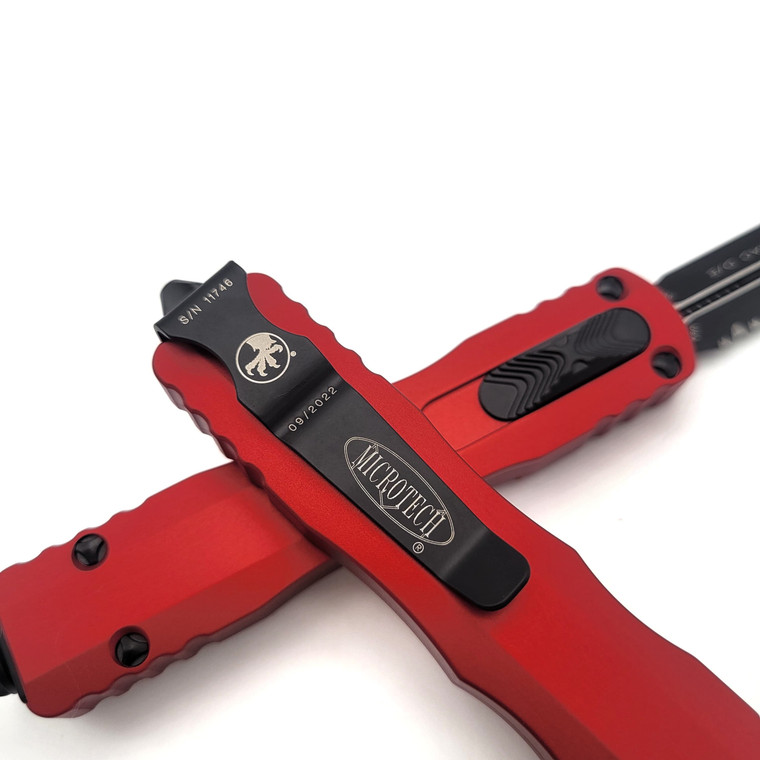 Microtech 225 3rd Red Dirac Double Edge Full Serrated
