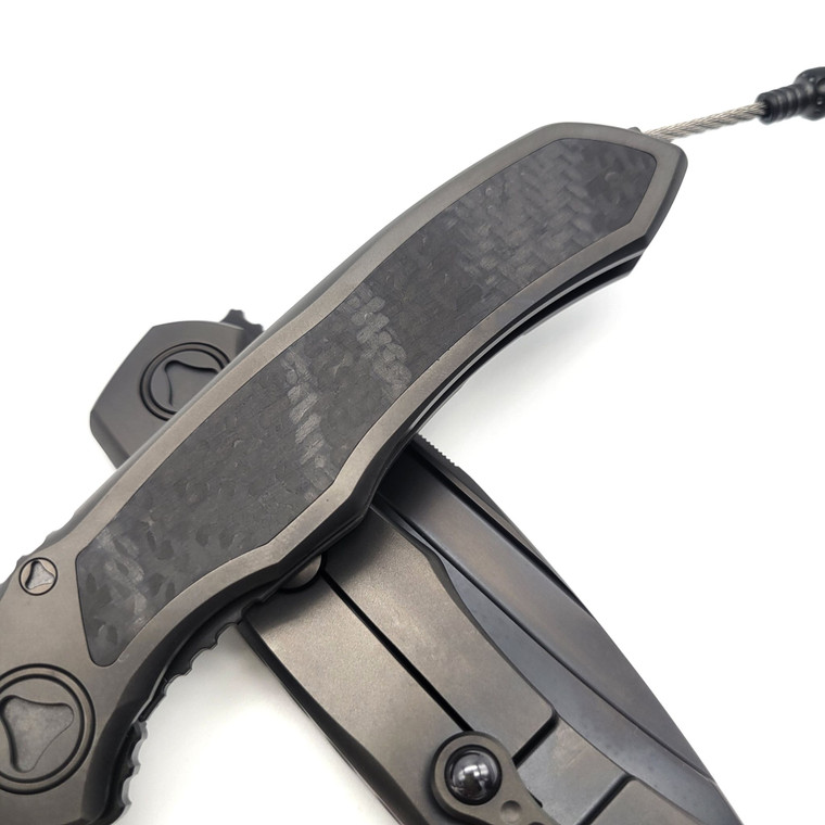 Microtech Anax 190C-1DLCTCFITI Titanium Handle DLC Single Edge Carbon ...