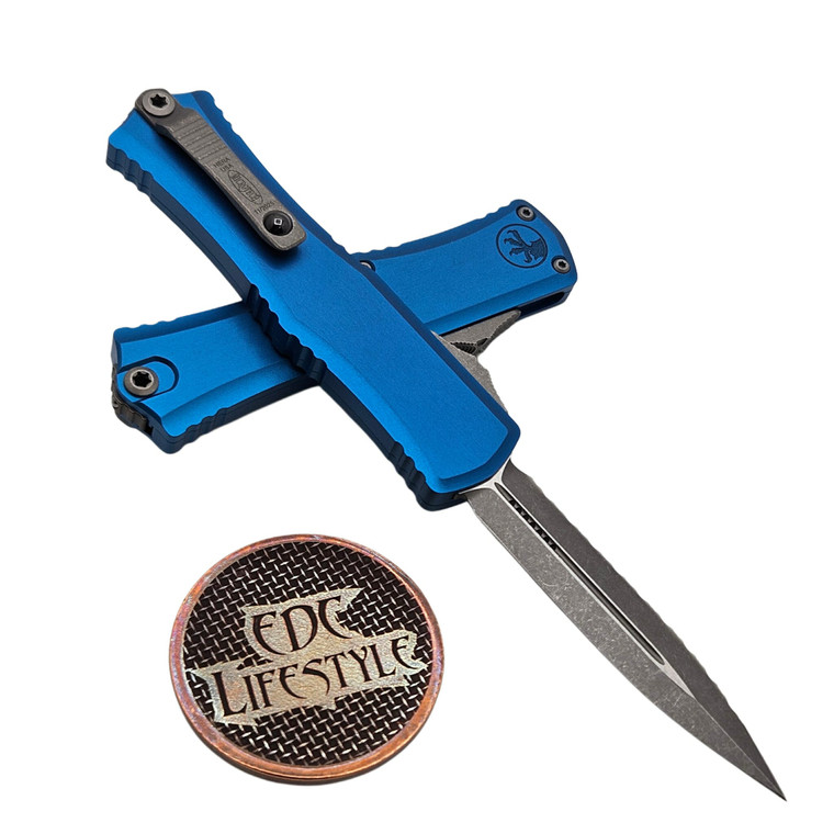 Microtech Hera II Mini D/E Blue 2.95" Full Serrated Apocalyptic 1702M ...