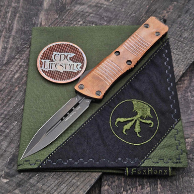 Microtech 138-1CPS Troodon Copper Top Handle Double Edge Black Standard ...