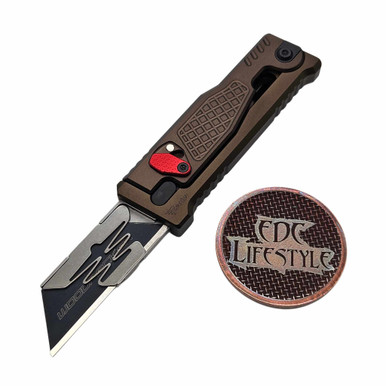 Reate Knives EXO-U Gravity Knife Diamond Bronze Aluminum Red Button (2. ...