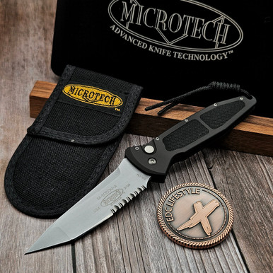 Microtech Knives Mini Socom Auto T/E Silver Serrated P/N 300065 - Preowned