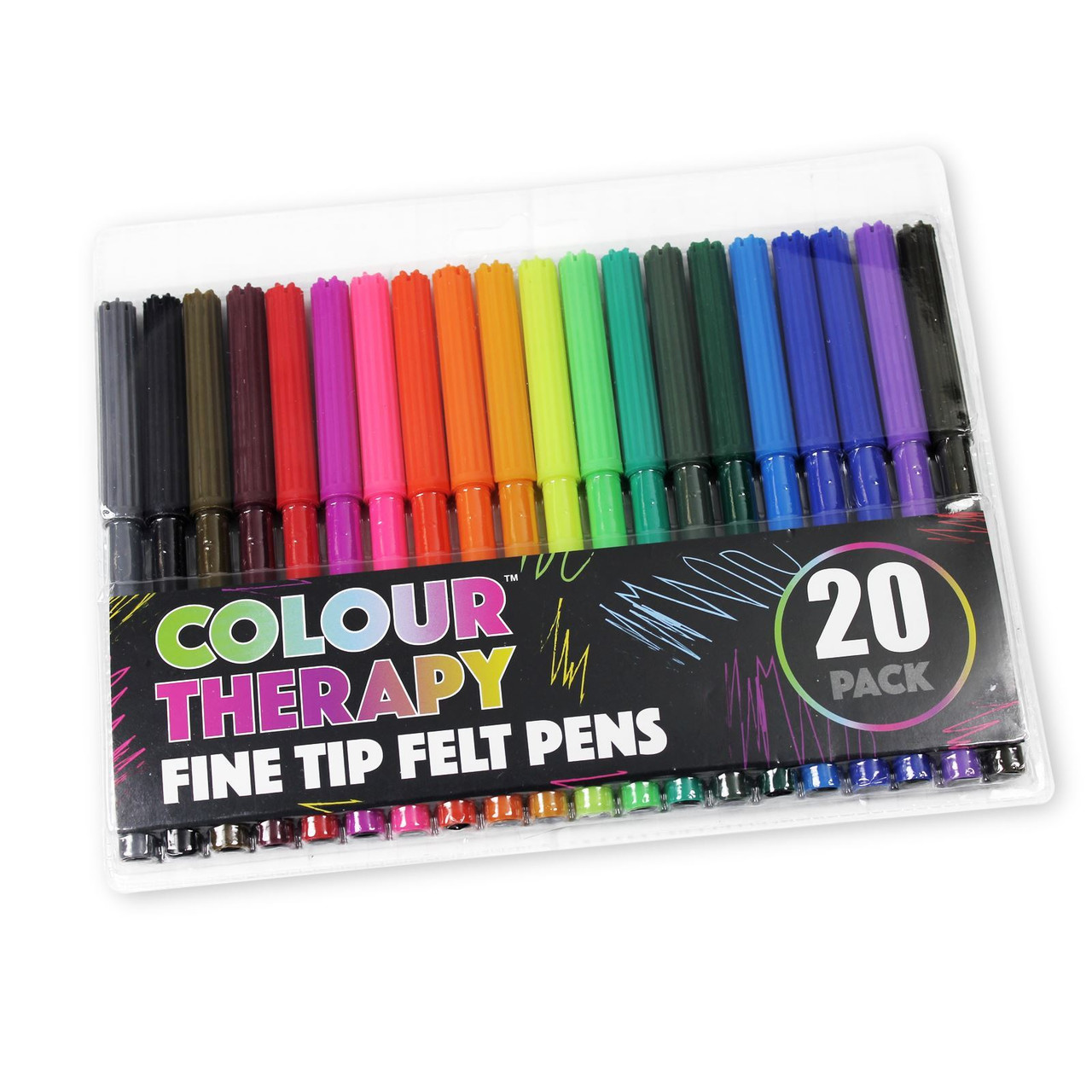 Colour Therapy Colouring Fine Tip Felt Pens 20 Pack Art & Craft ...