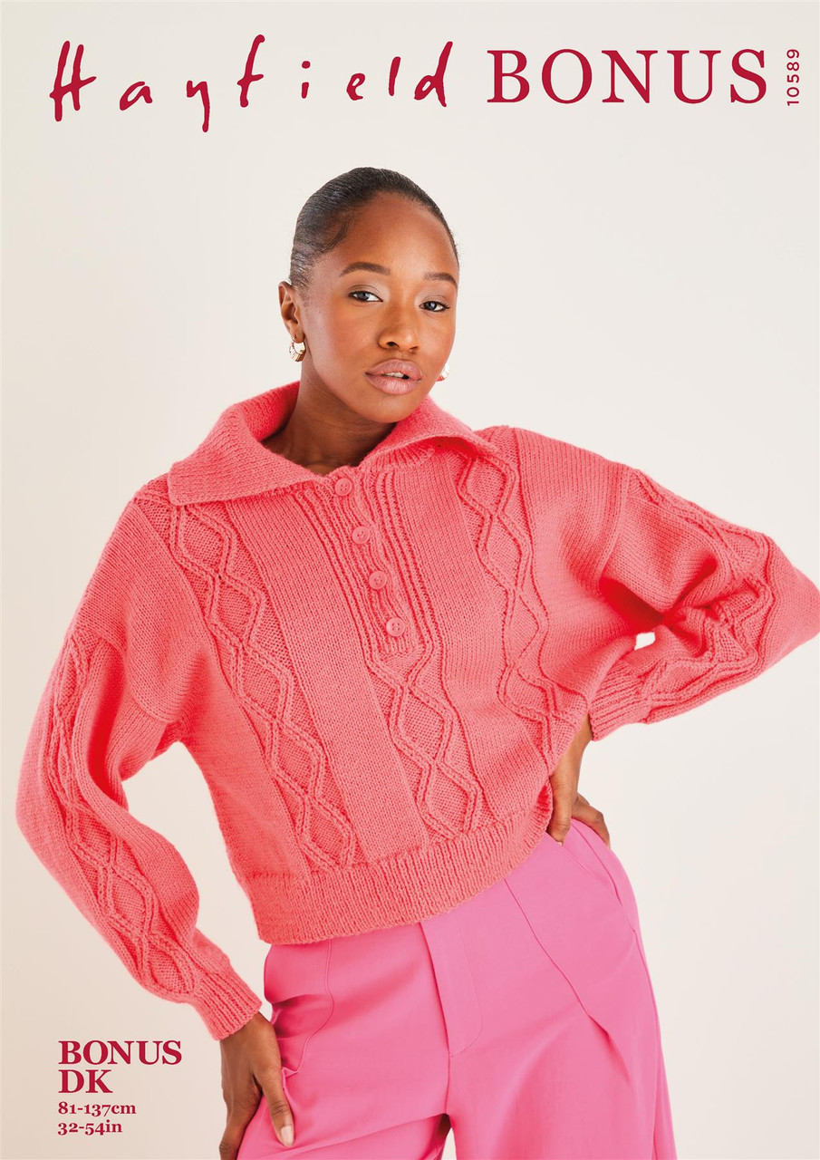 Hayfield Bonus DK Collared Sweater Knitting Pattern - Intermediate ...
