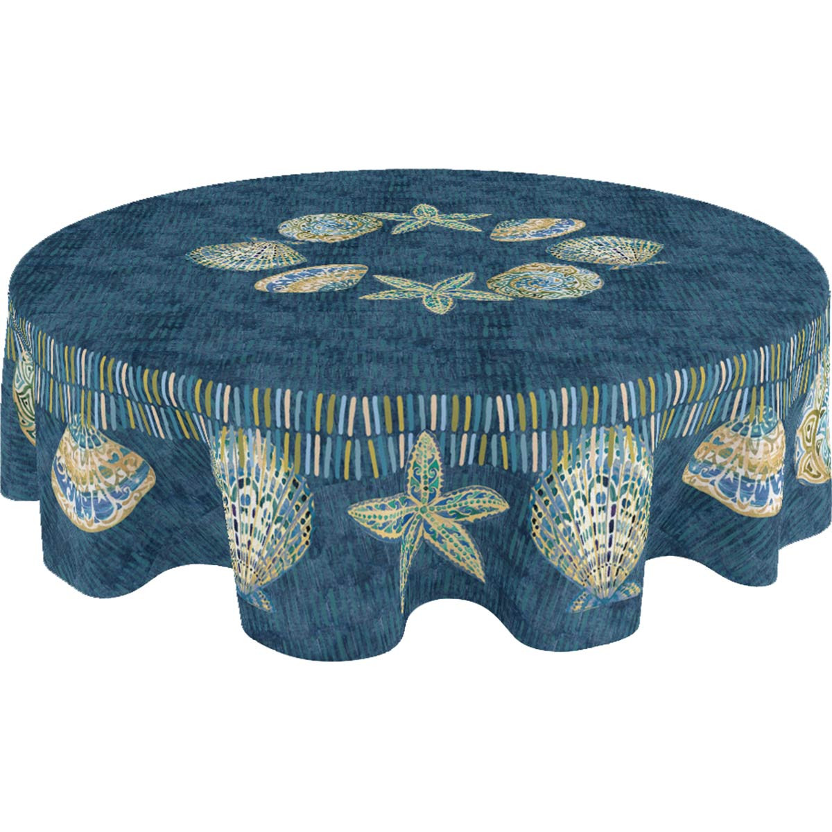 Seashell Style Tablecloth - 120 Inch | Bella Coastal Decor