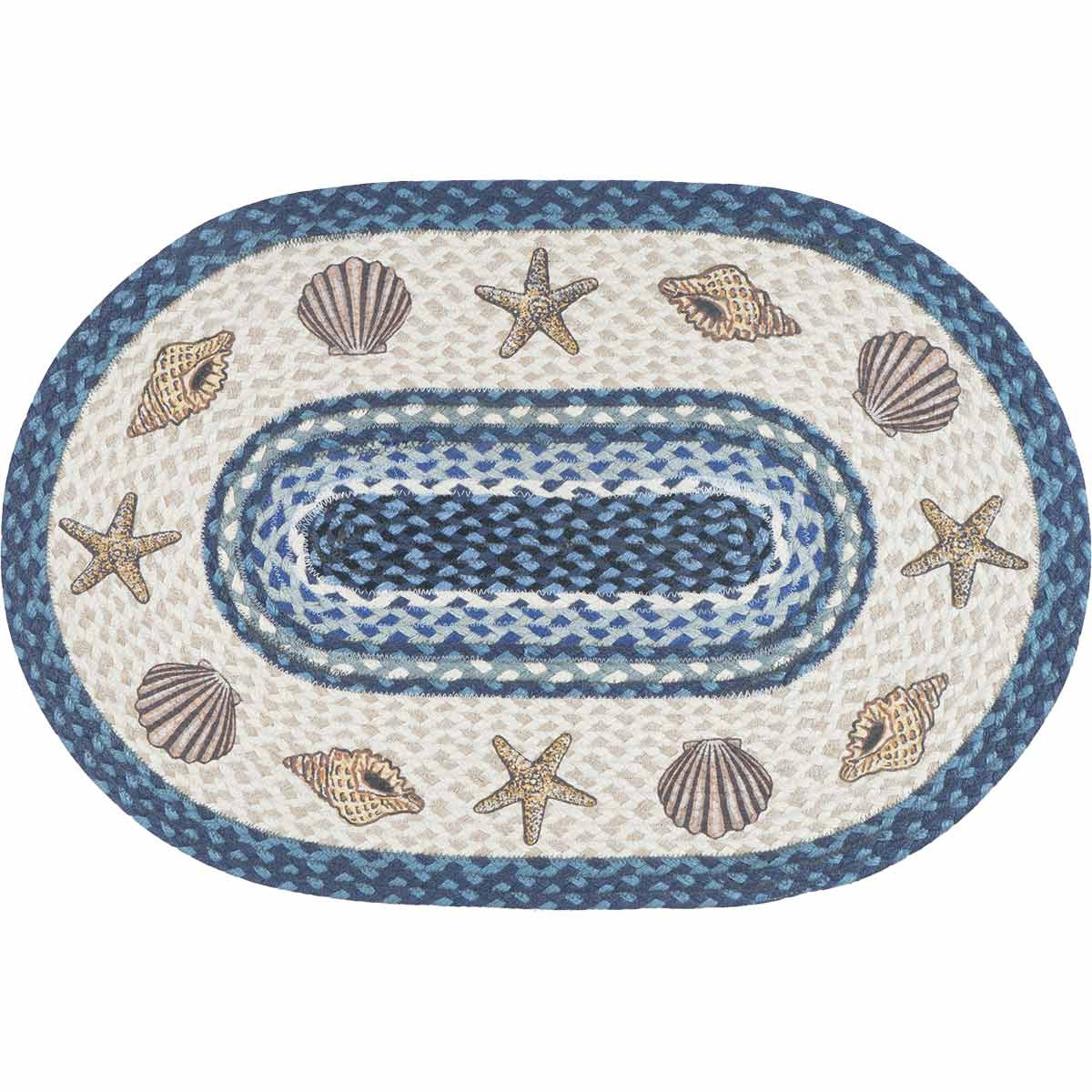 Nautical Area Rugs: Shell & Starfish Braided Rug Collection